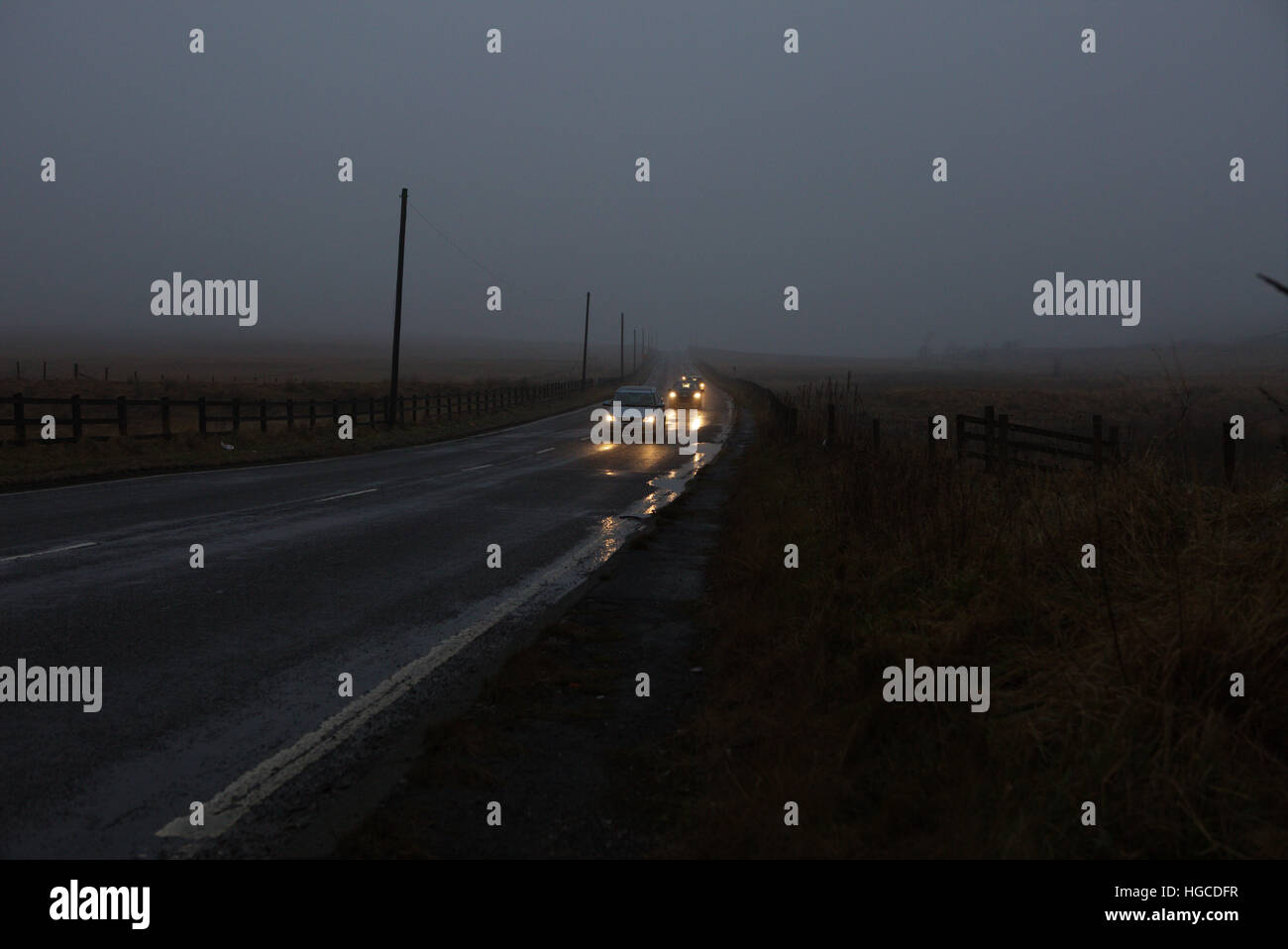 Difficult driving conditions, West Pennine Moors Stock Photo - Alamy