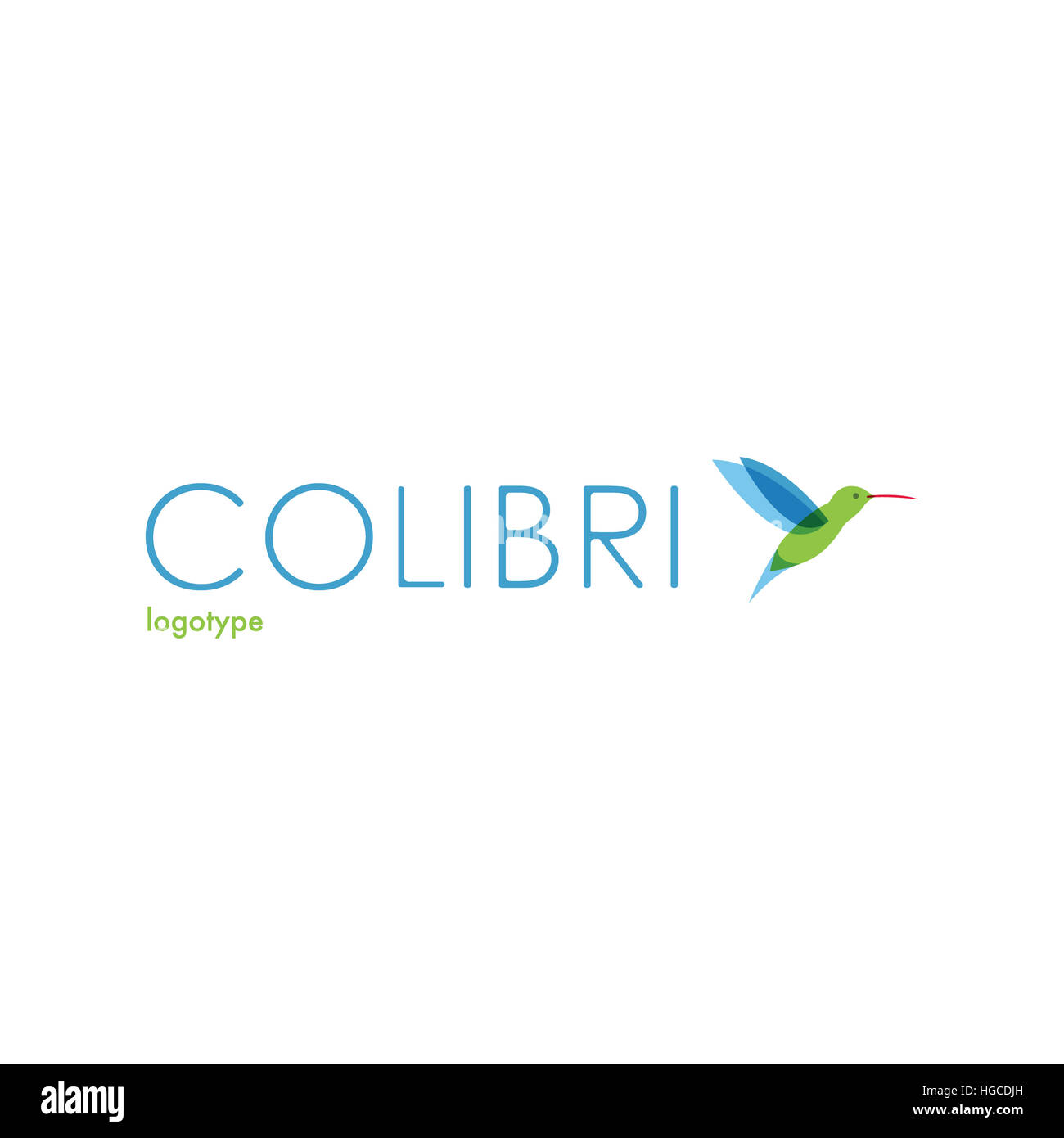 Colibri logo. Bird logotype. Blue, green colored flying bird Stock ...