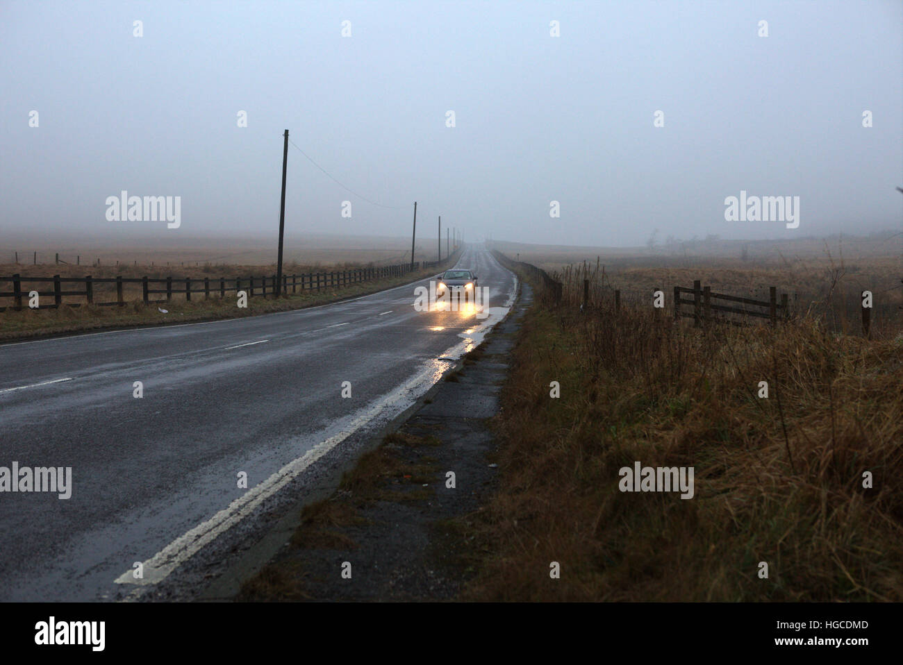 Difficult driving conditions, West Pennine Moors Stock Photo - Alamy