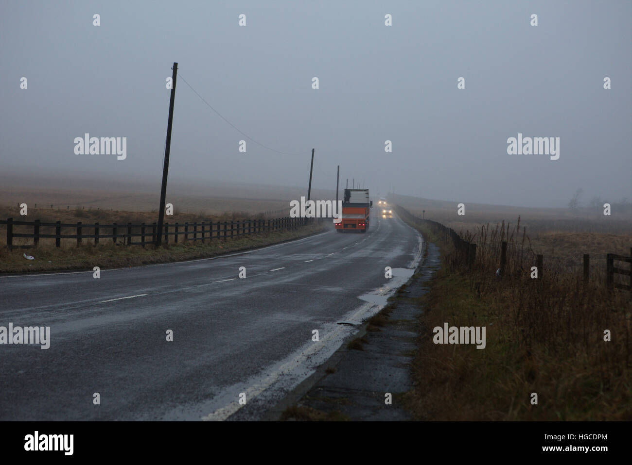 Difficult driving conditions, West Pennine Moors Stock Photo - Alamy