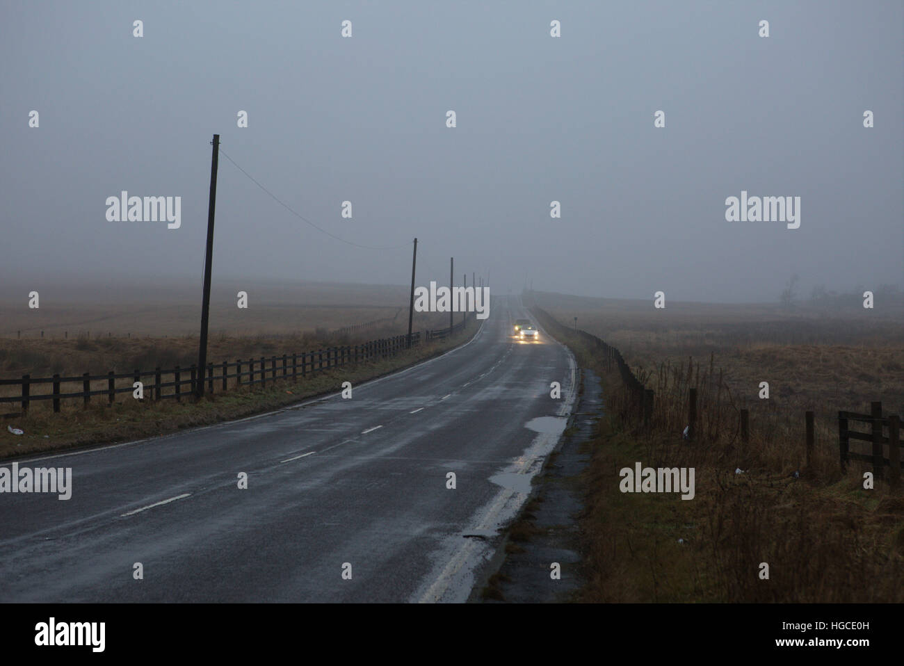 Difficult driving conditions, West Pennine Moors Stock Photo - Alamy