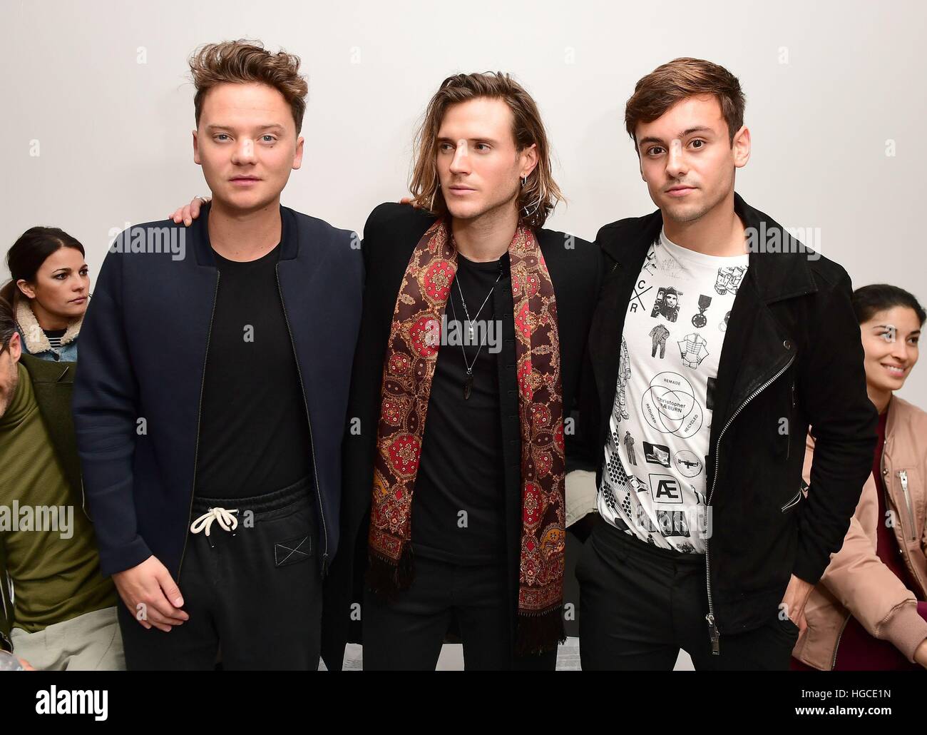(left to right) Conor Maynard, Dougie Poynter and Tom Daley on the ...