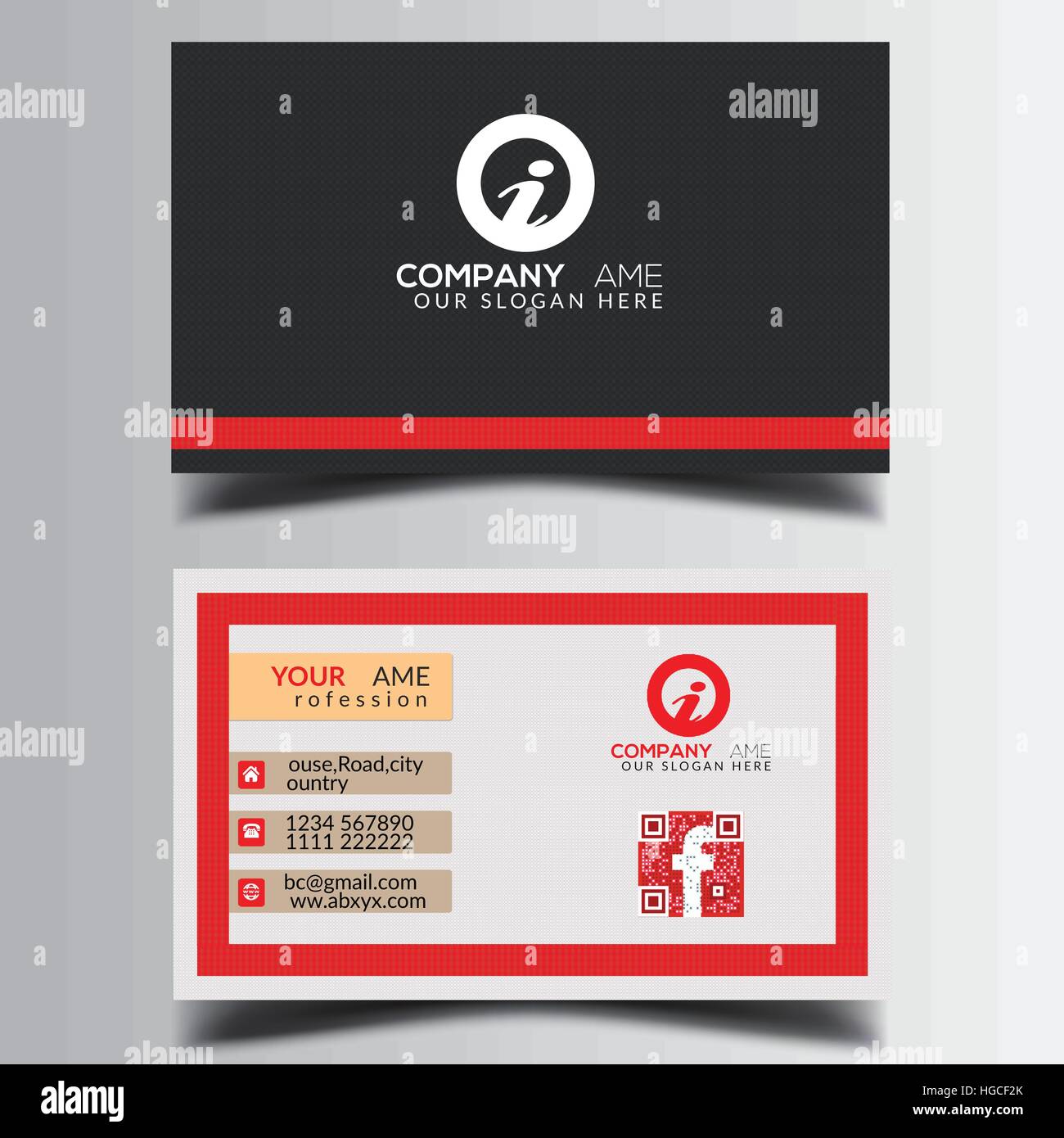 Red Business Card Design Stock Vector Image And Art Alamy