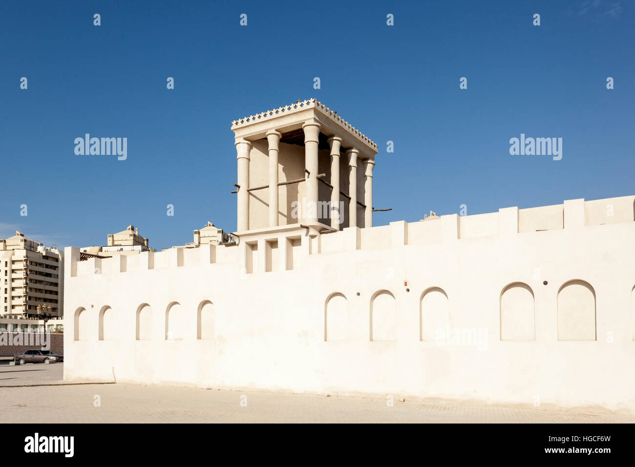 Traditional arabic wind tower in the old town of Sharjah Stock Photo ...