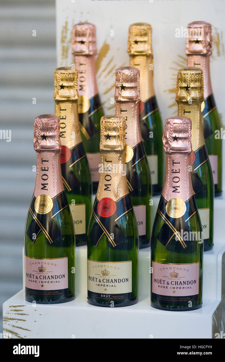 Bottles of moet chandon on display Stock Photo - Alamy