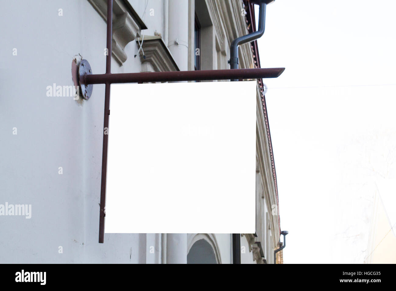 Signboard on wall. Mock up square shape Stock Photo - Alamy