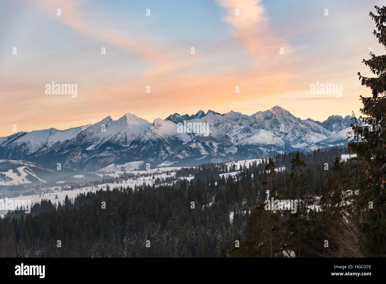 Winter landscape of High Tatra Mountains on the Slovak-Polish border ...