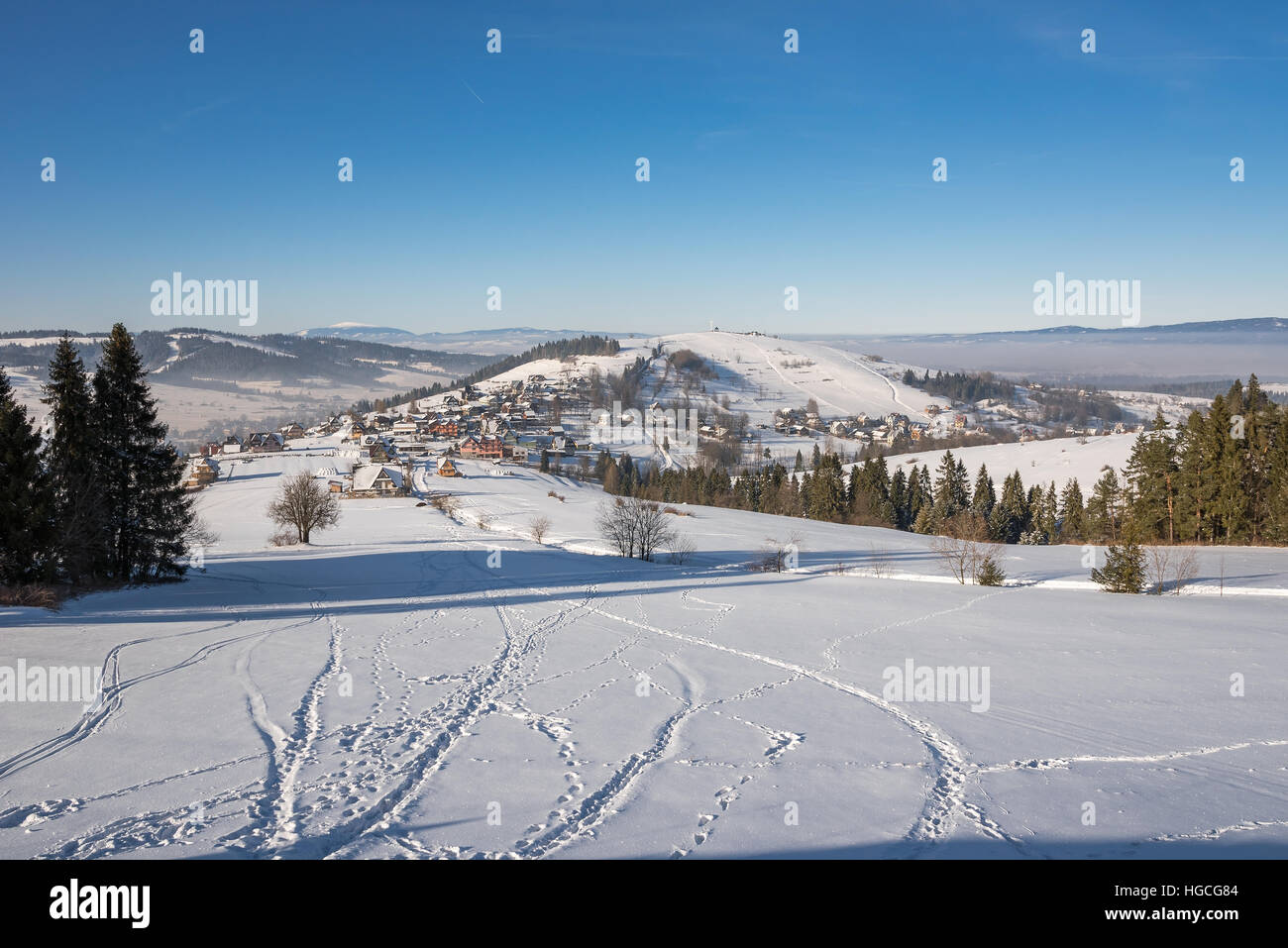 Mountain winter landscape of Podhale in Poland Stock Photo - Alamy