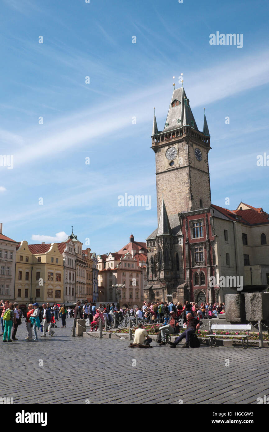 Prague Old Town Square with the Astronomical Clock Tower at the ...