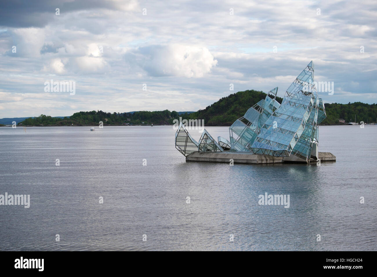 Hun ligger (She Lies), public sculpture floating next to Oslo Opera ...