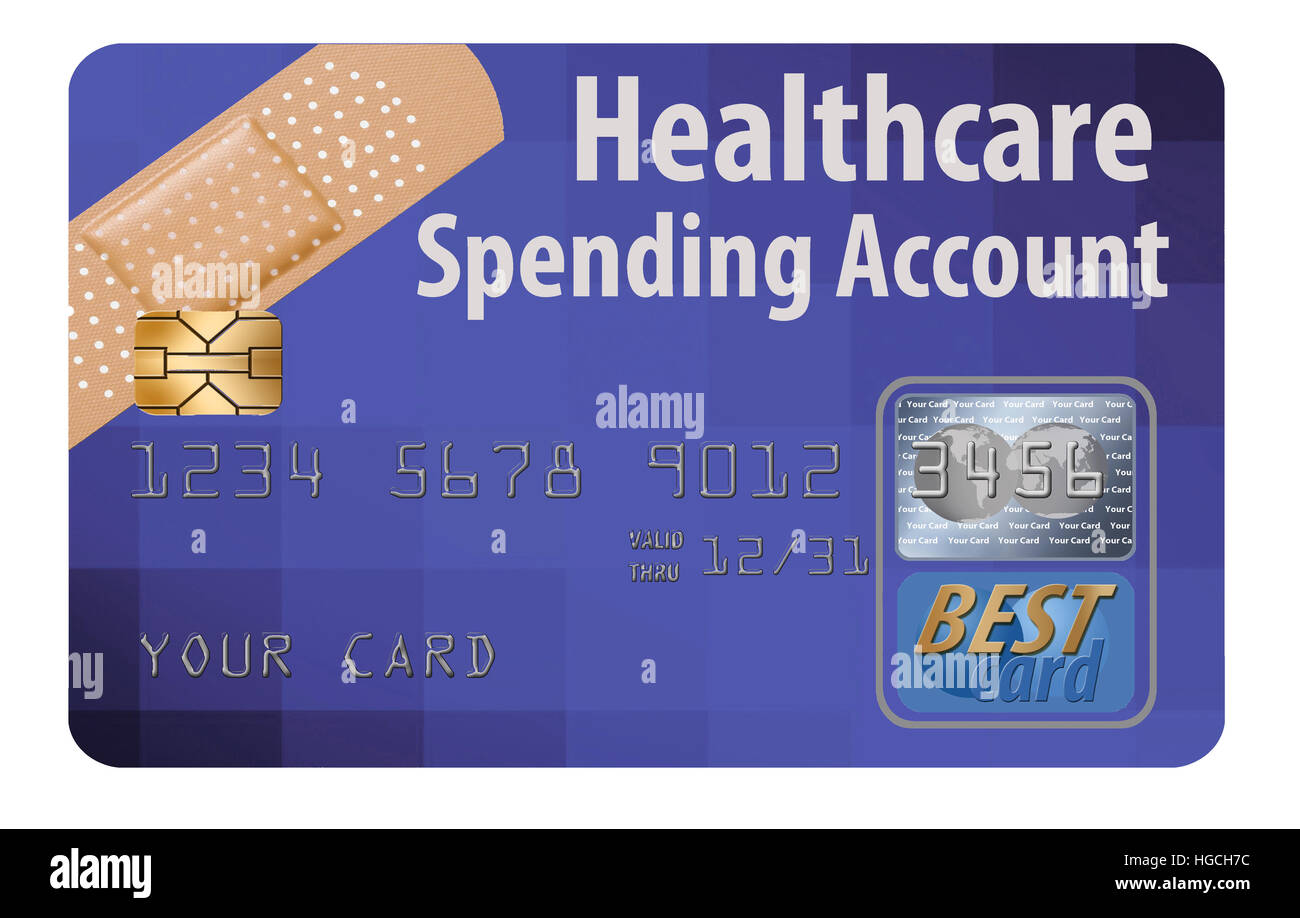 Healthcare Spending Account credit card is shown isolated on a white ...