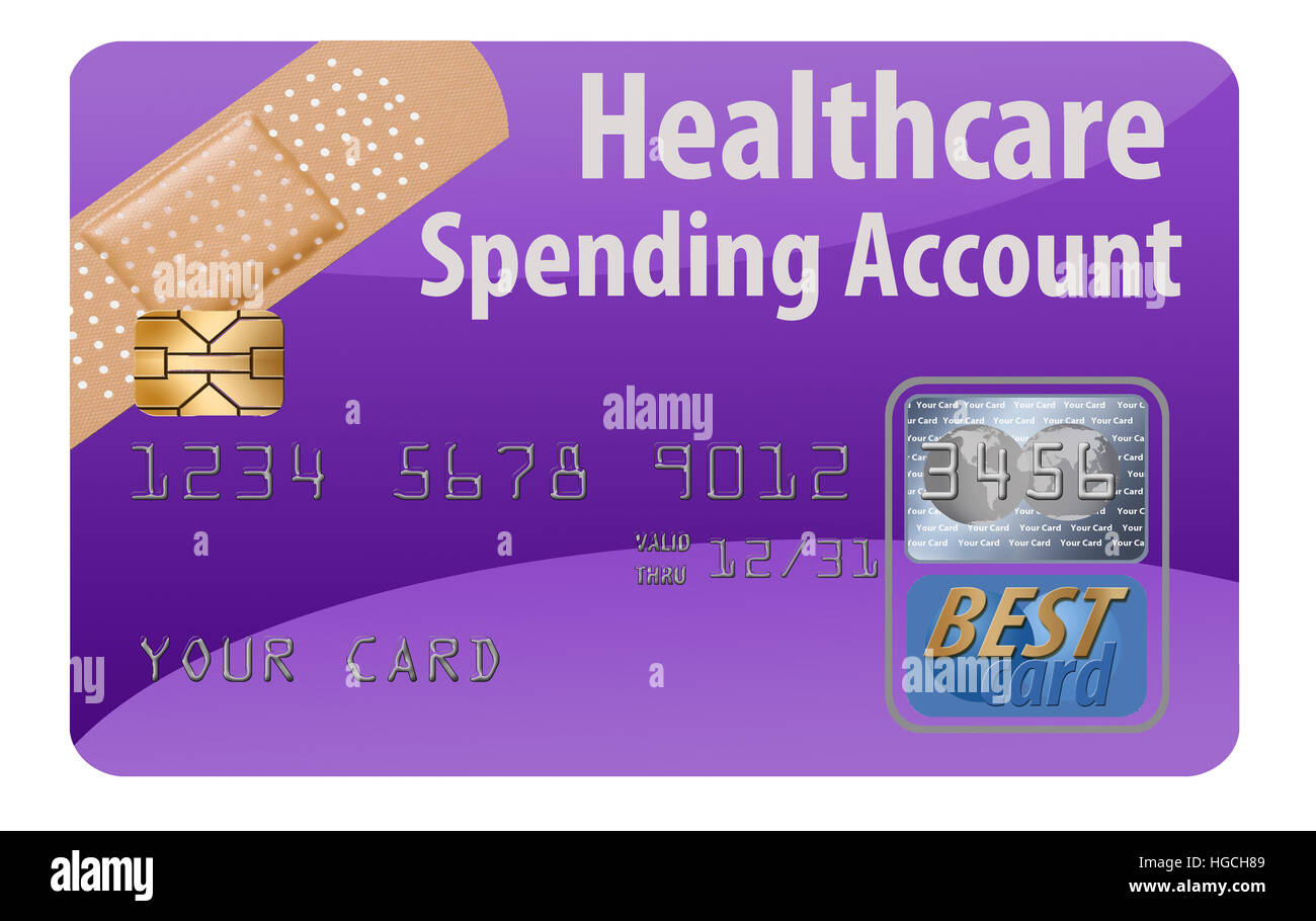 Healthcare Spending Account credit card is shown isolated on a white ...