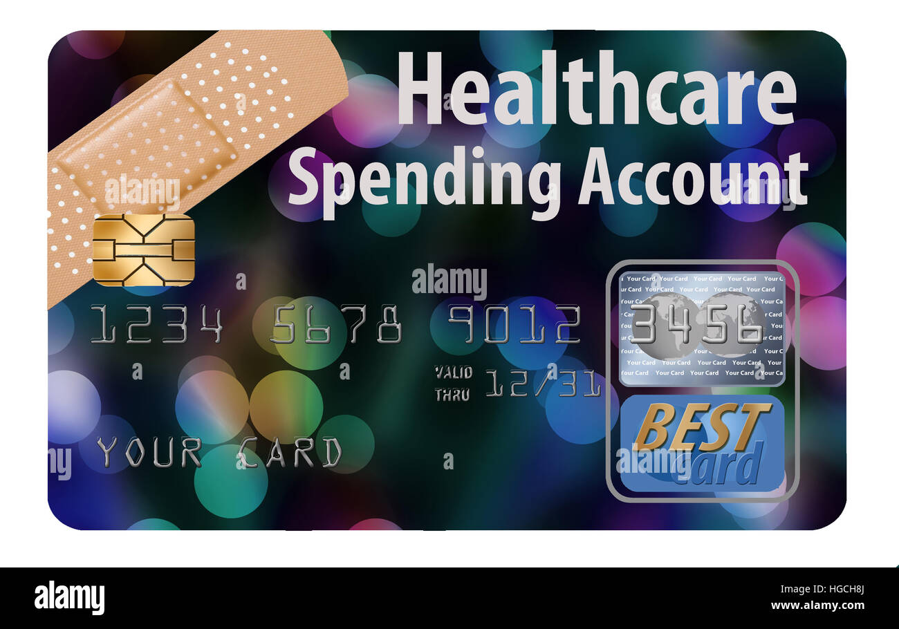 Healthcare Spending Account credit card is shown isolated on a white ...
