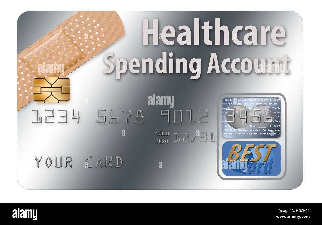 Healthcare Spending Account credit card is shown isolated on a white ...