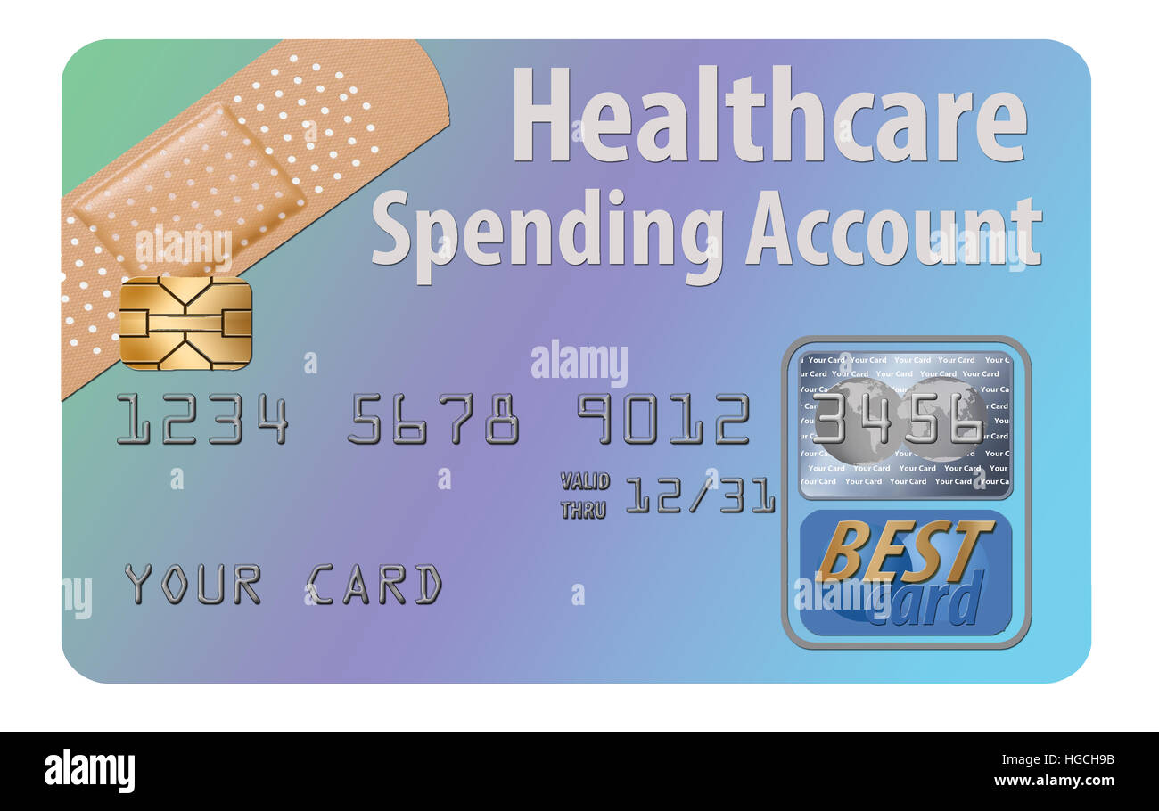 Healthcare Spending Account credit card is shown isolated on a white ...