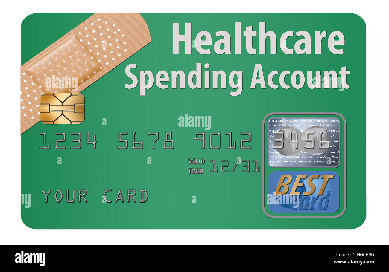 Healthcare Spending Account credit card is shown isolated on a white ...