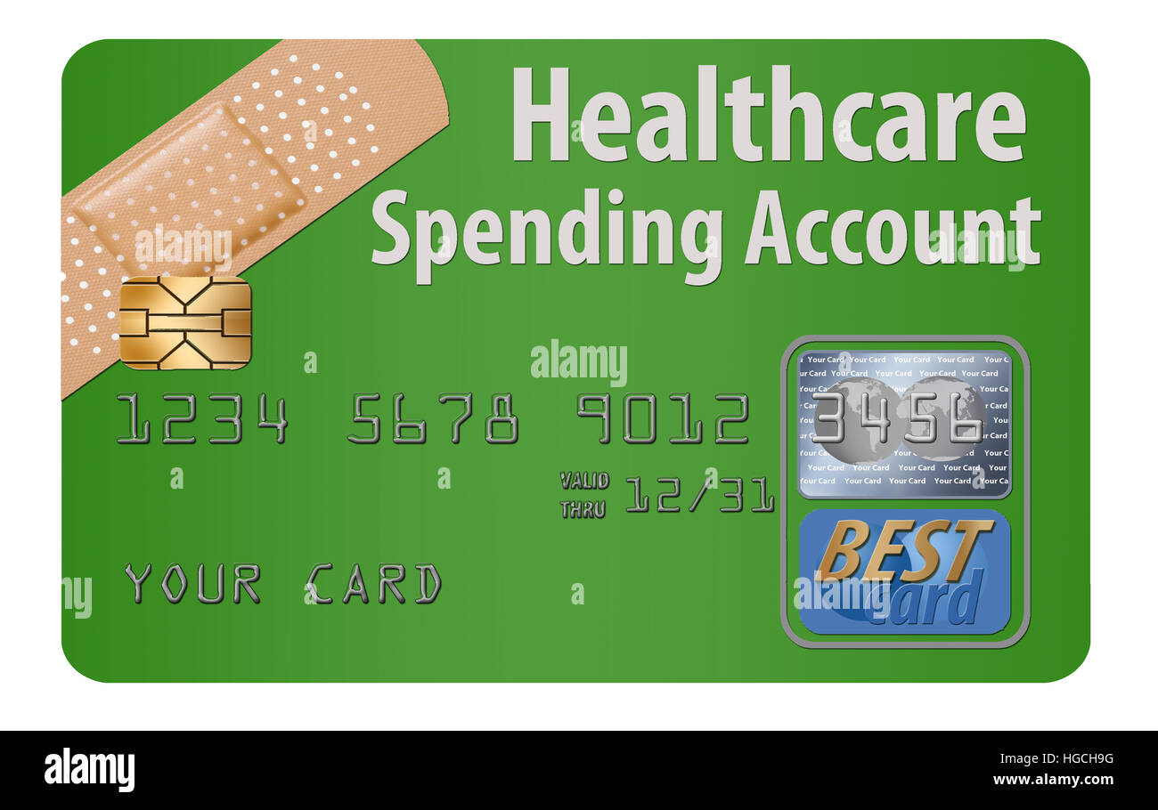Healthcare Spending Account credit card is shown isolated on a white ...