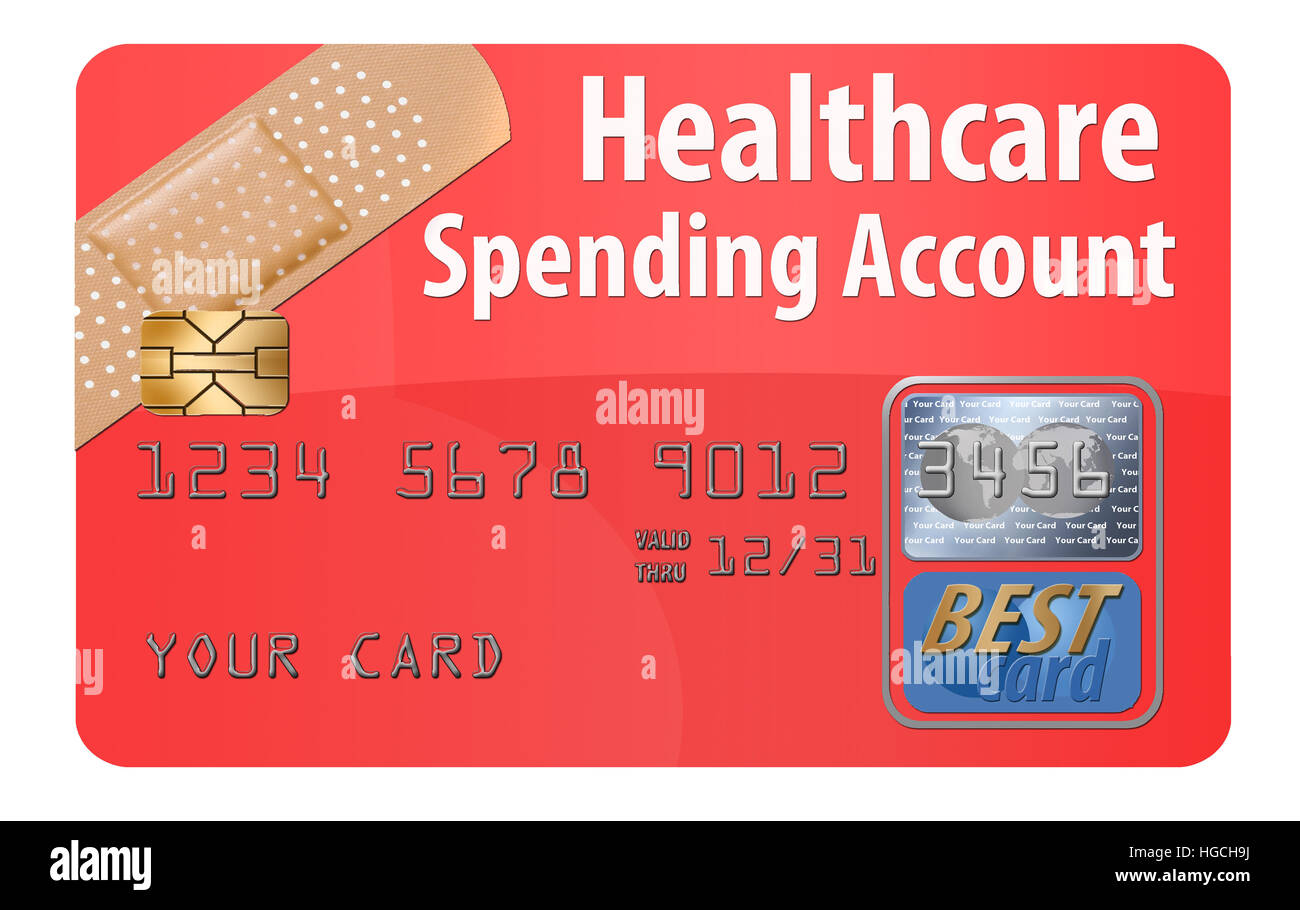 Healthcare Spending Account credit card is shown isolated on a white ...