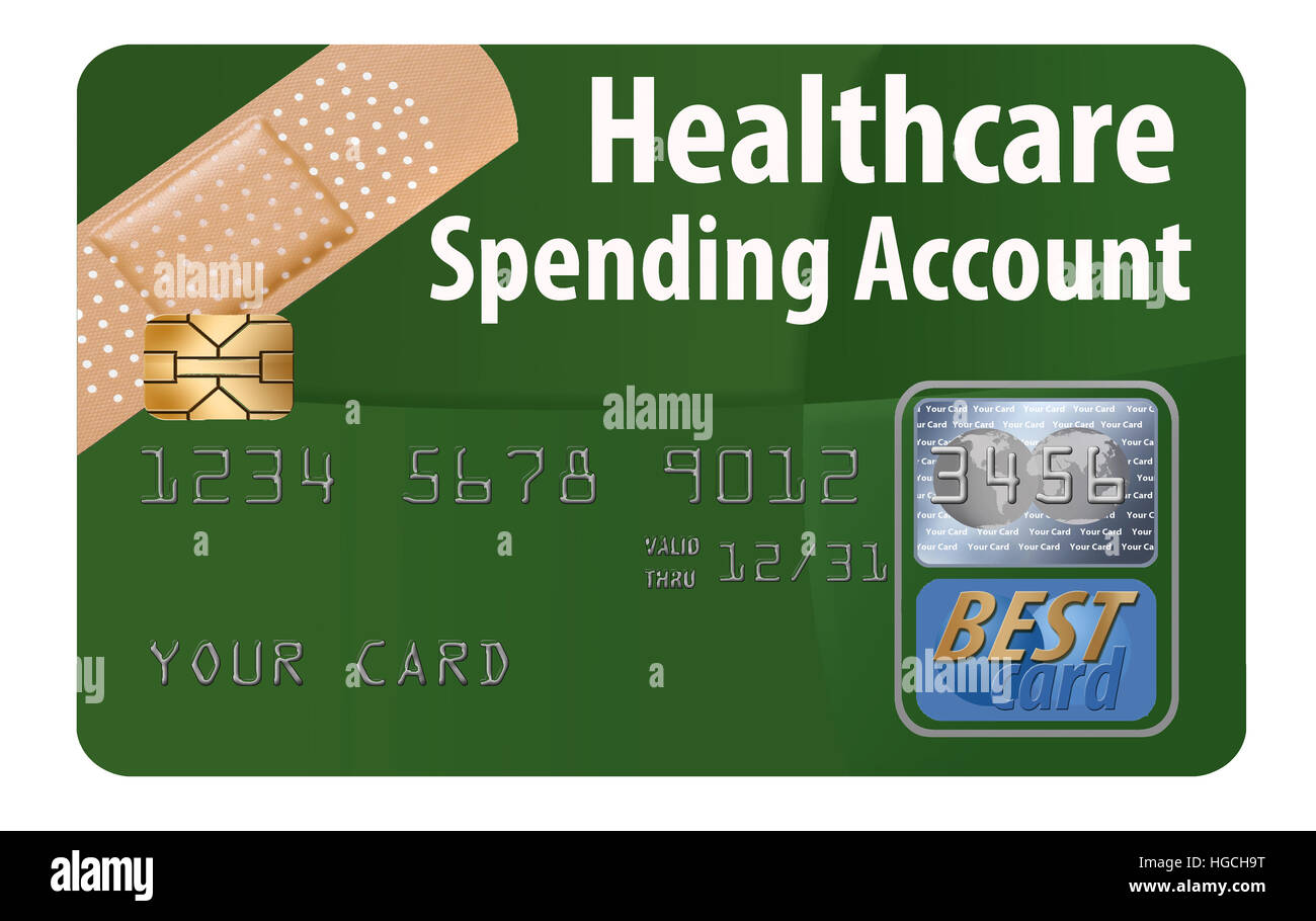 Healthcare Spending Account credit card is shown isolated on a white ...