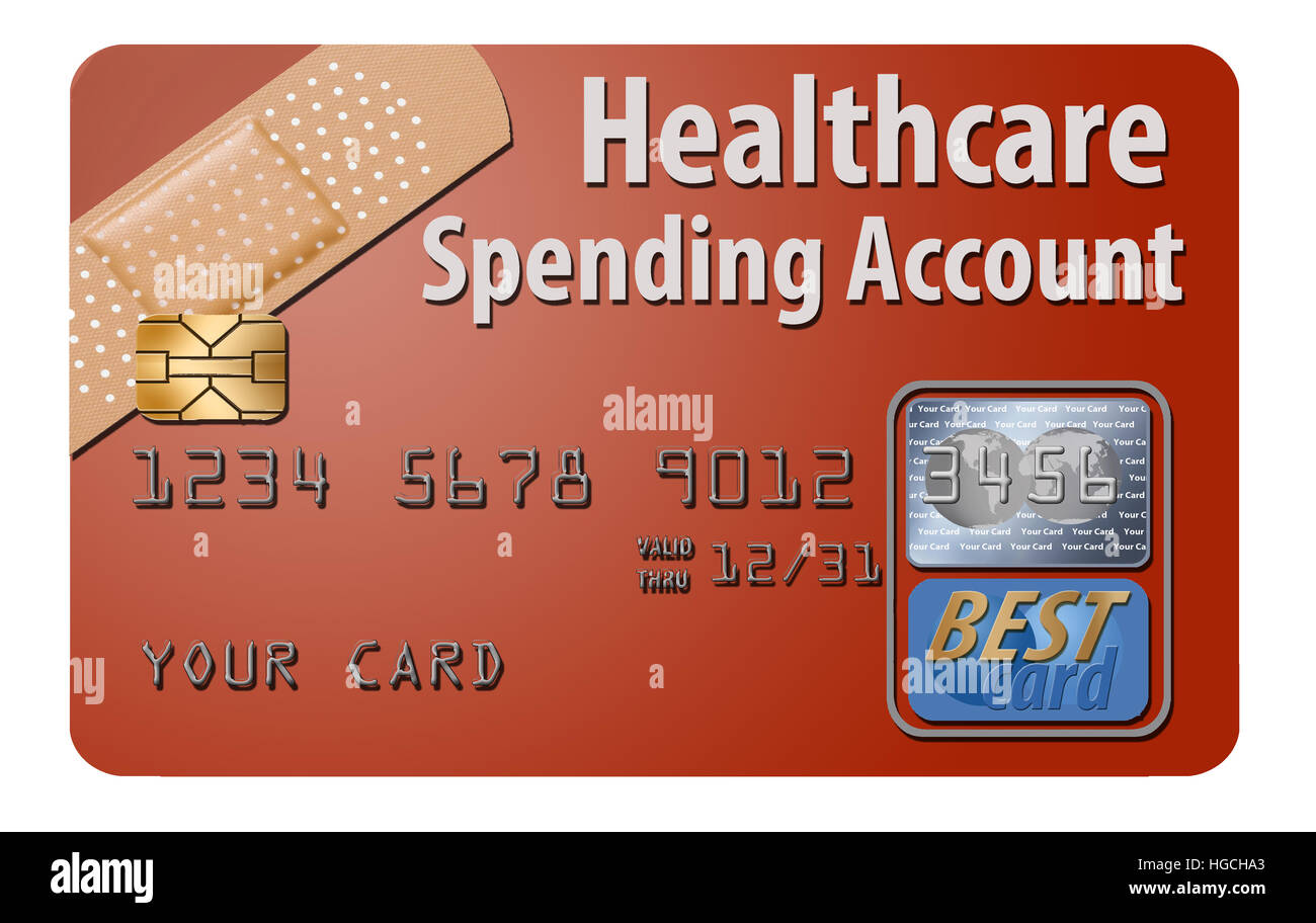 Healthcare Spending Account credit card is shown isolated on a white ...