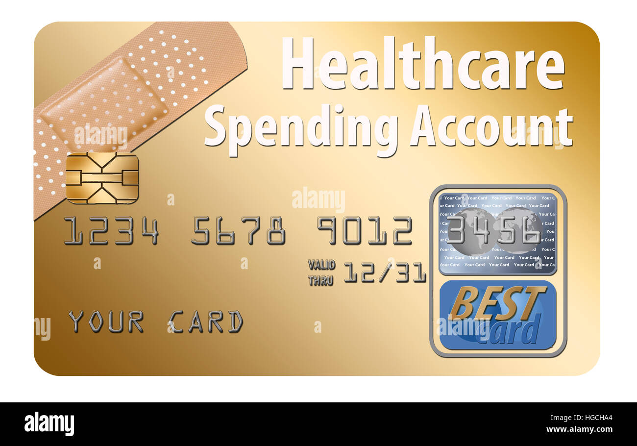 Healthcare Spending Account credit card is shown isolated on a white ...