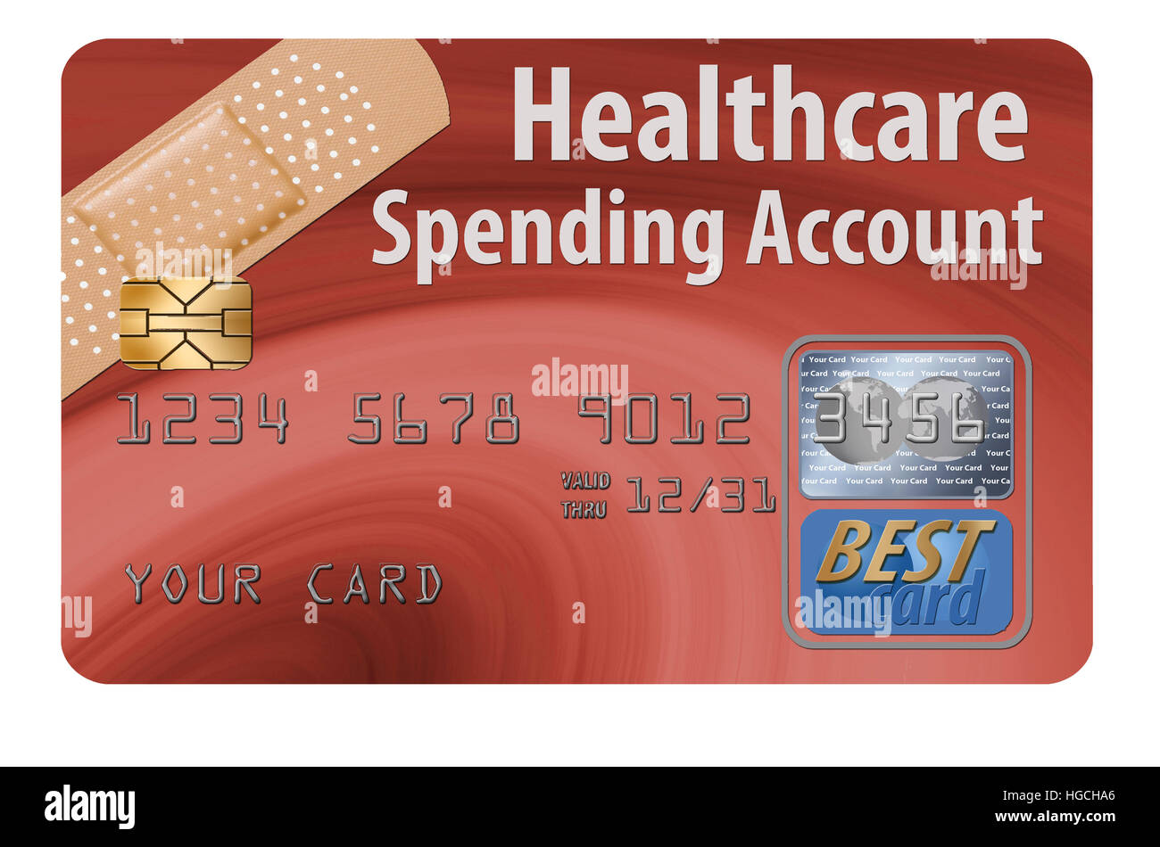Healthcare Spending Account credit card is shown isolated on a white ...