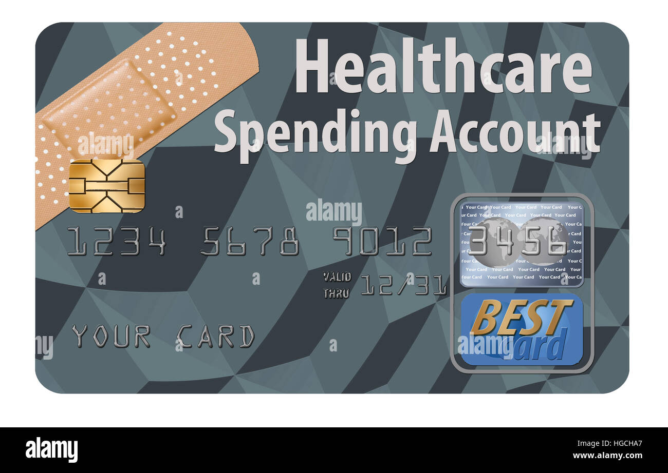 Healthcare Spending Account credit card is shown isolated on a white ...