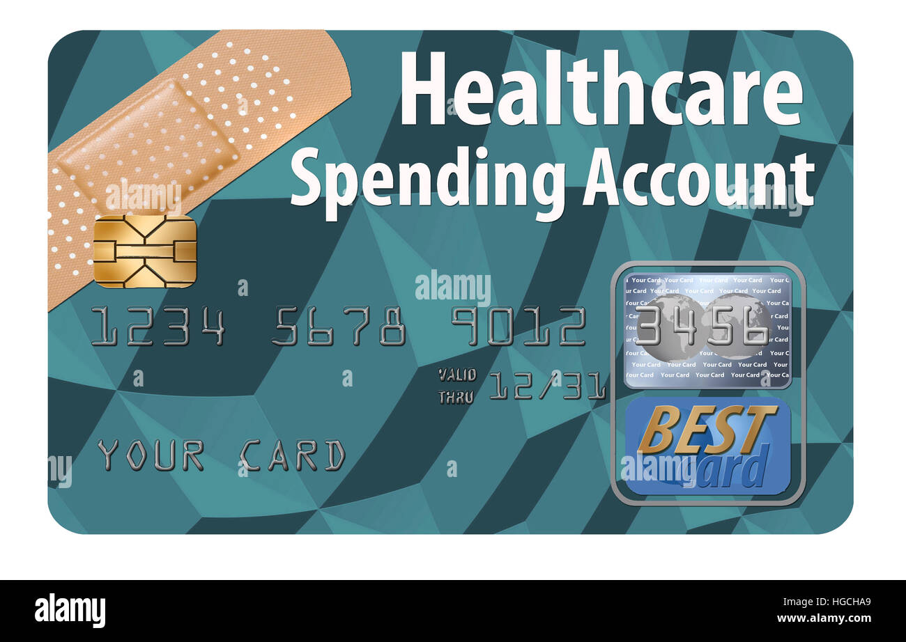 Healthcare Spending Account credit card is shown isolated on a white ...