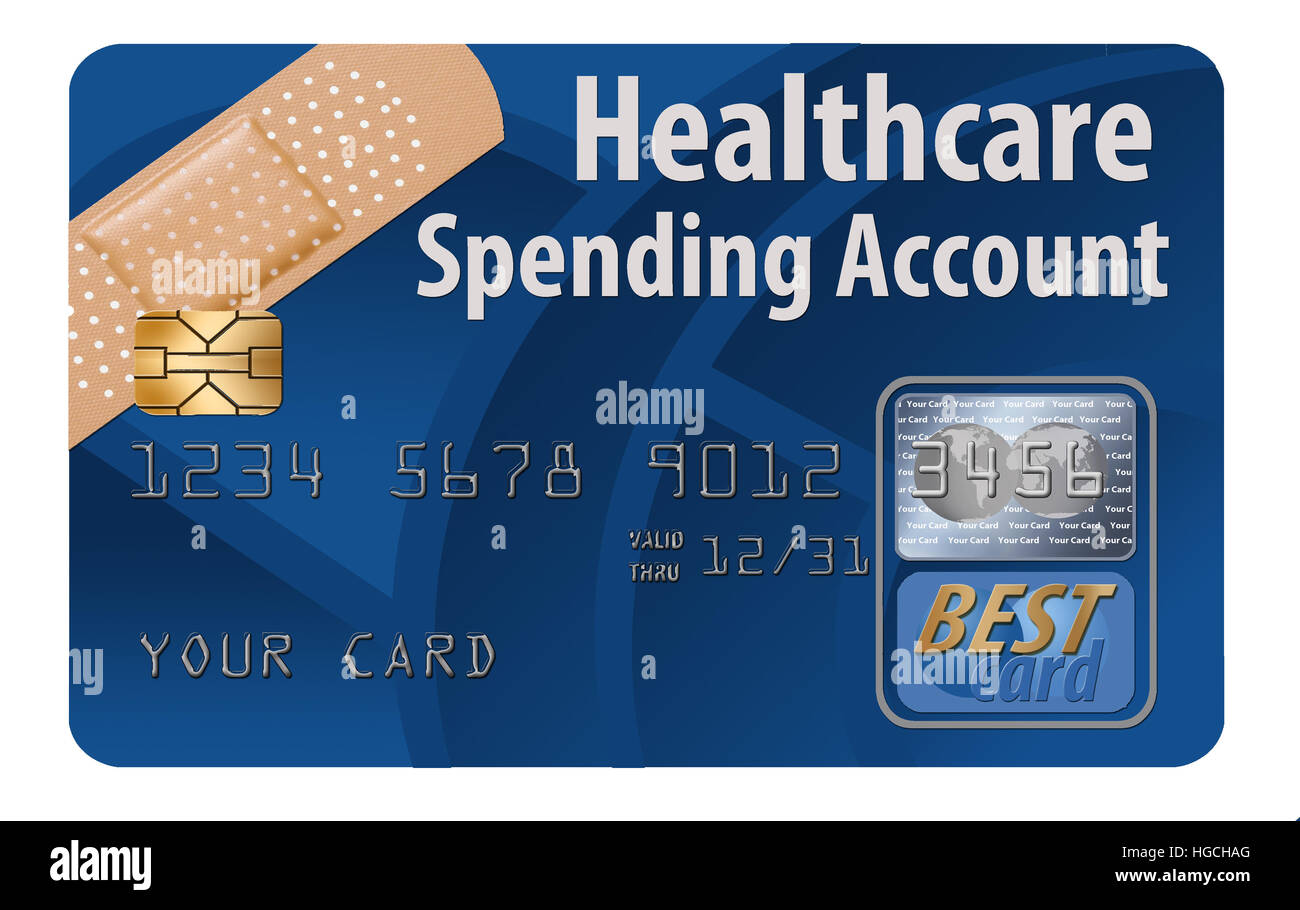 Healthcare Spending Account credit card is shown isolated on a white ...