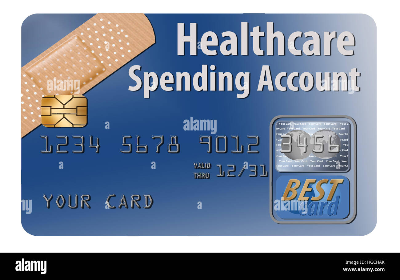 Healthcare Spending Account credit card is shown isolated on a white ...
