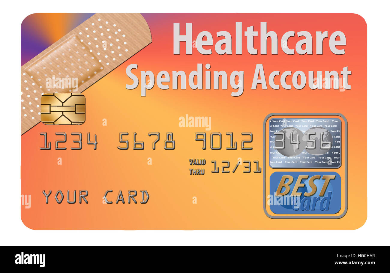 Healthcare Spending Account credit card is shown isolated on a white ...