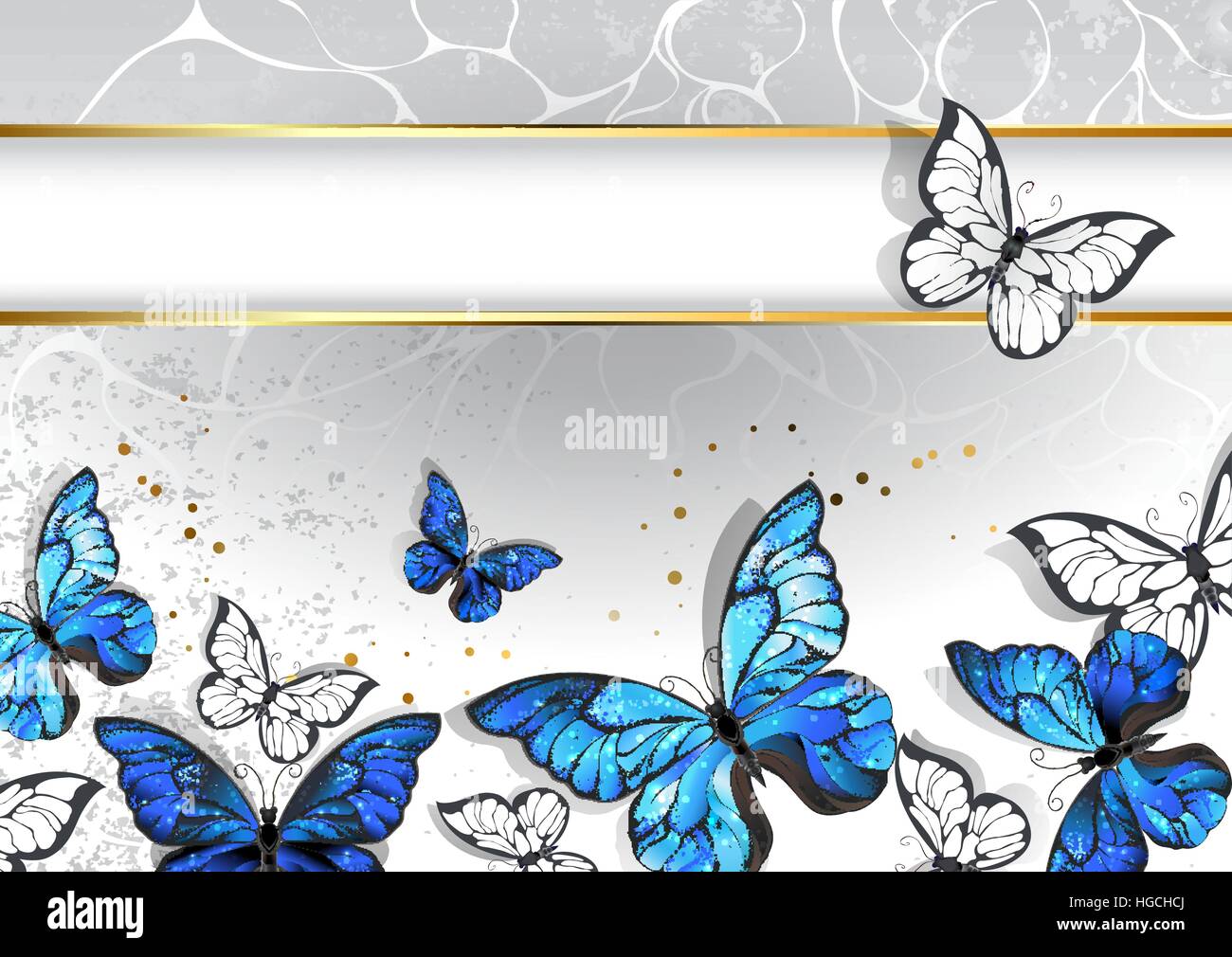 Designed with a narrow, rectangular banner with a gold frame and blue ...