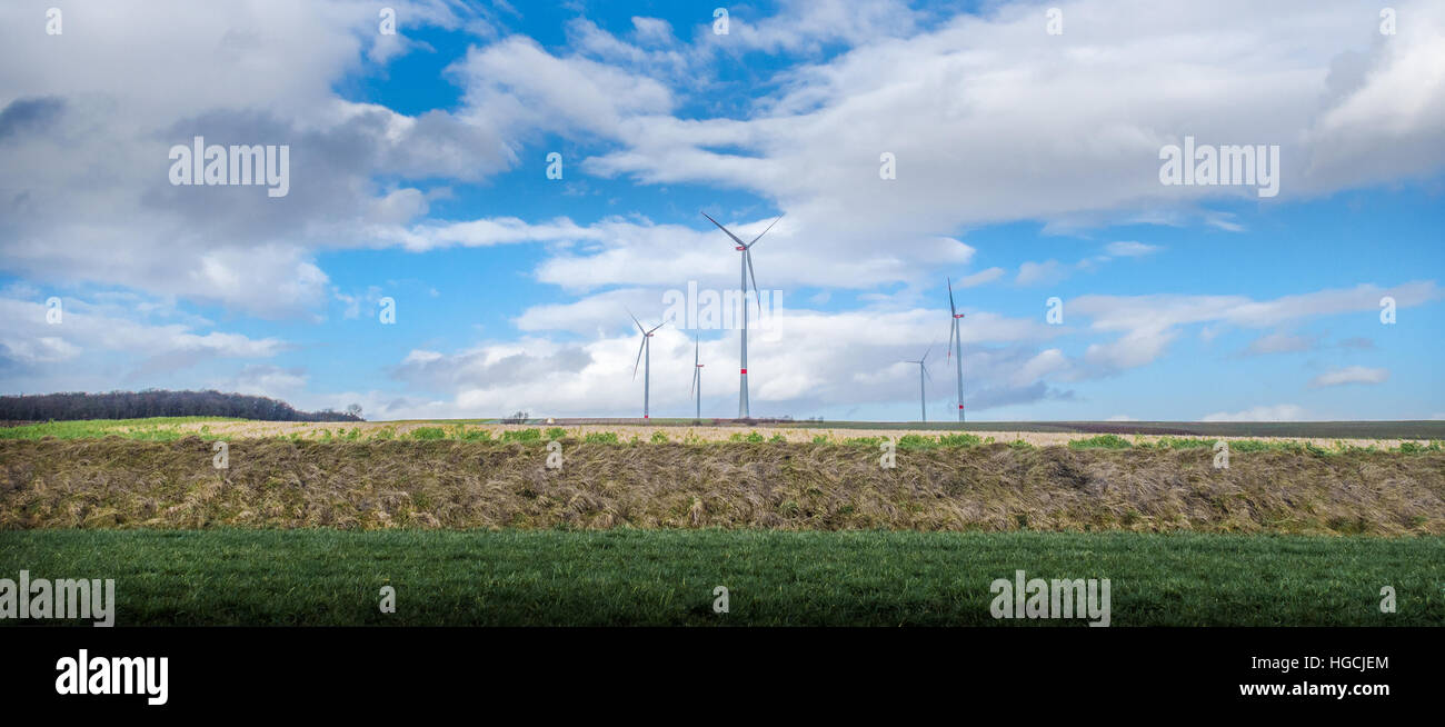 Wind power in beautiful landscape Stock Photo - Alamy