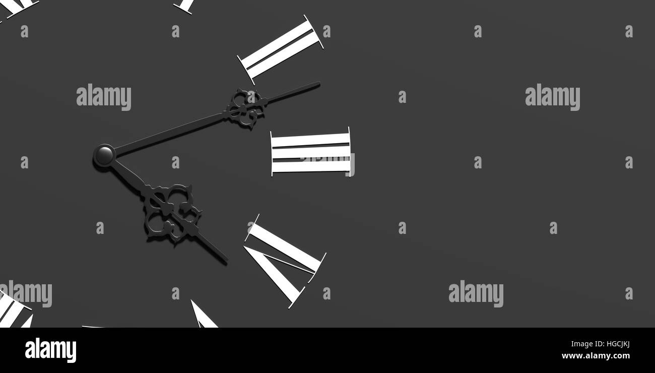 3d rendering of a face of clock on dark gray colored background Stock ...