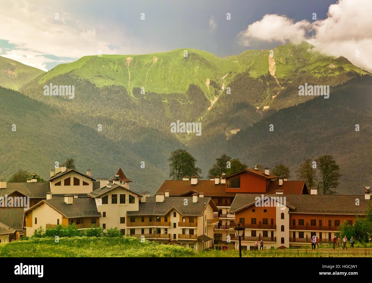 Mountain resort: beautiful multi-storey building, the comfortable hotel ...