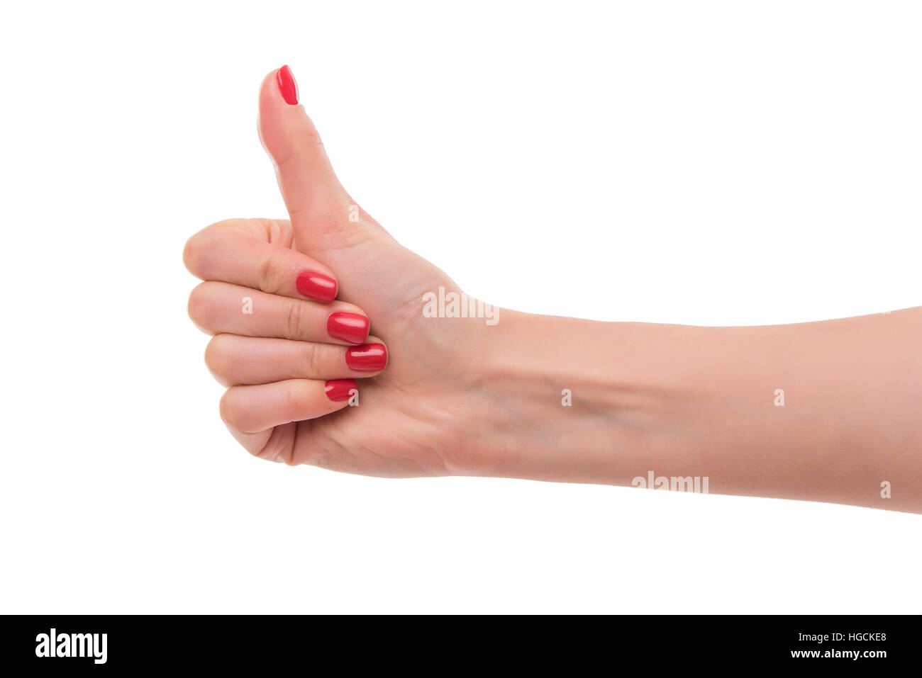 Beautiful female hand thumb up OK Stock Photo - Alamy