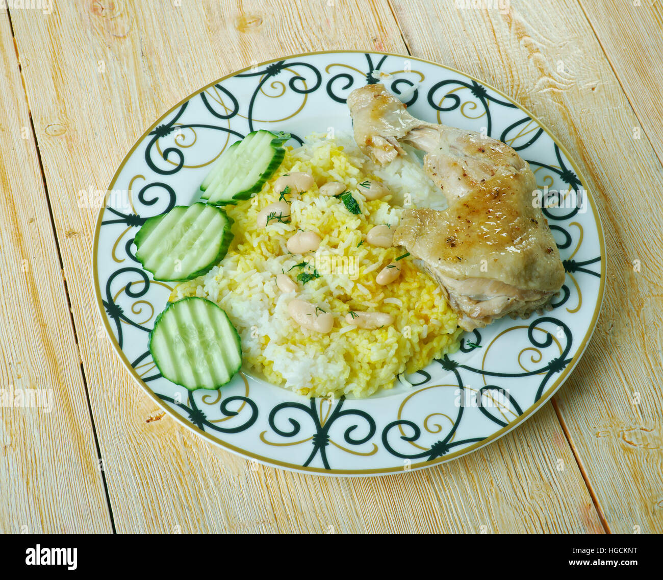 Baghali Polo- Persian Rice with Chicken,Fava Beans Stock Photo - Alamy