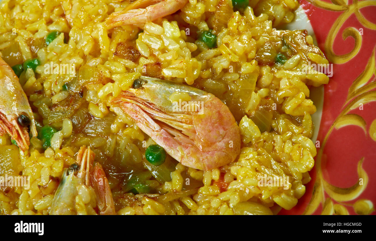 Egyptian seafood rice - Brown Rice eaten with seafood Stock Photo - Alamy