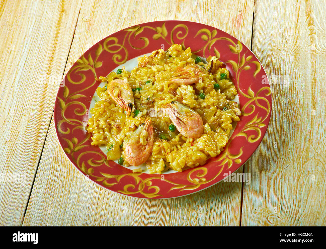 Egyptian seafood rice - Brown Rice eaten with seafood Stock Photo - Alamy