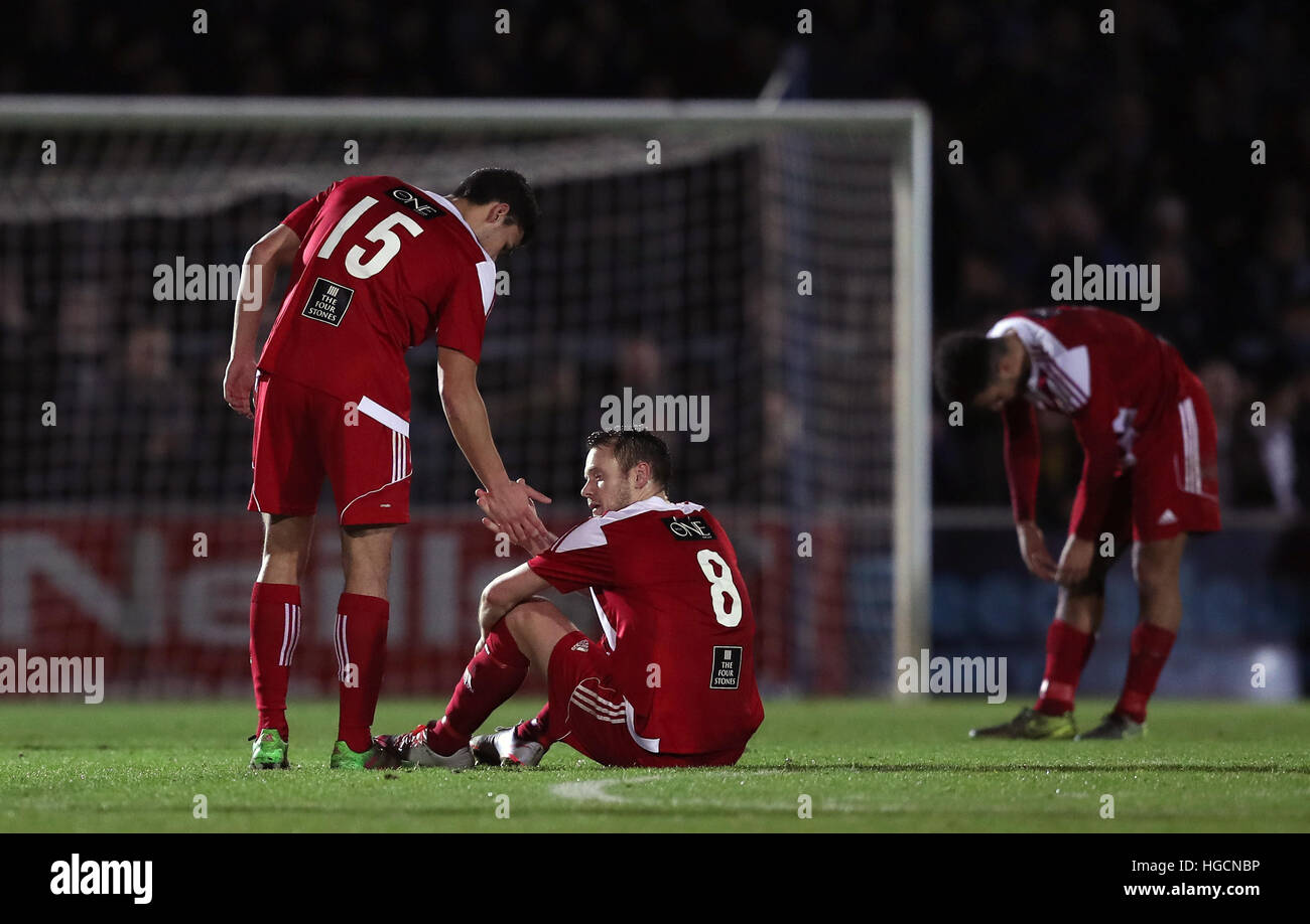 Stourbridge's Connor Gater (left) and Leon Broadhurst (floor) appear ...