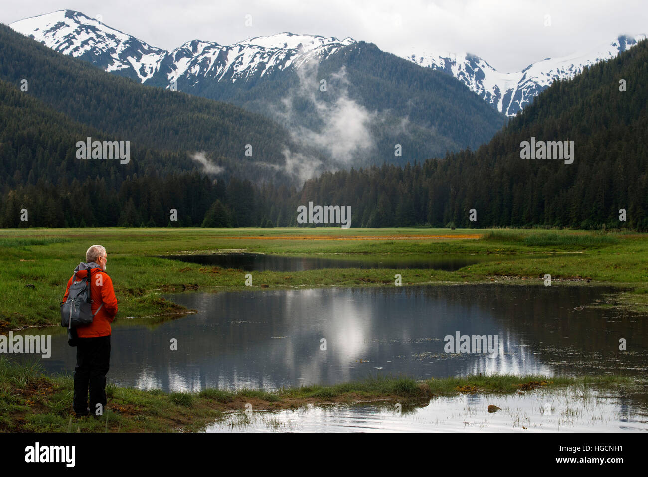 Man doing hiking in Scenery Cove, Thomas Bay, Petersburg, Southeast ...
