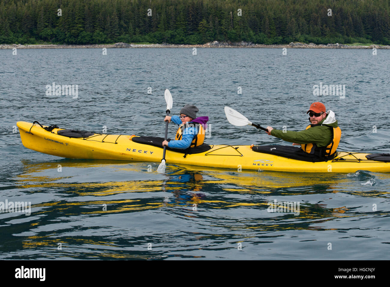 Kayaking in Icy Strait. Glacier Bay National Park adn Preserve ...