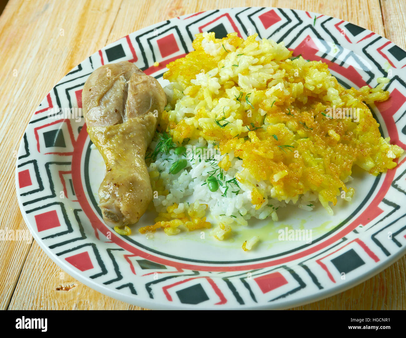Baghali polo Persian Rice with Chicken,Fava Beans Stock Photo - Alamy