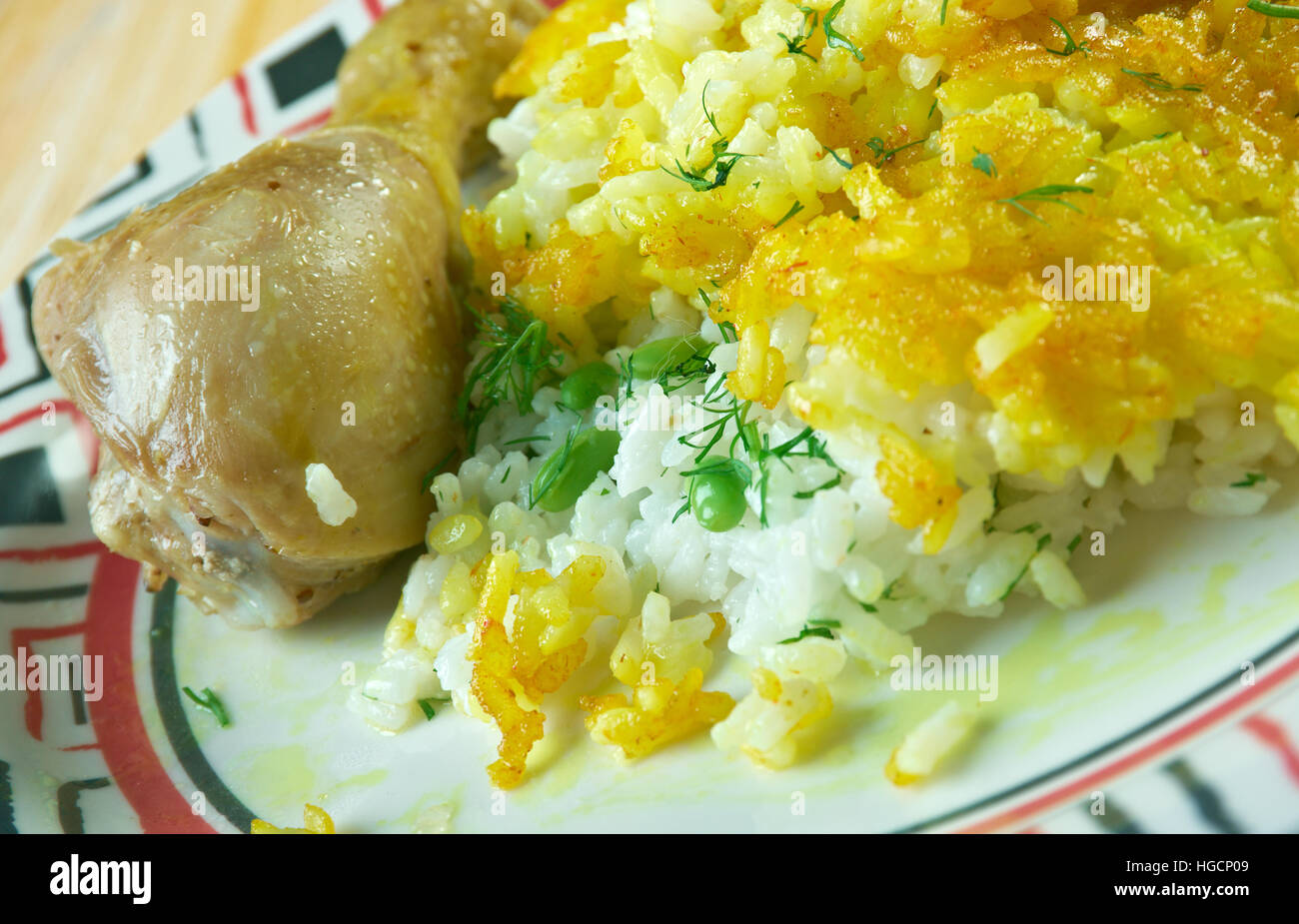 Baghali polo Persian Rice with Chicken,Fava Beans Stock Photo - Alamy