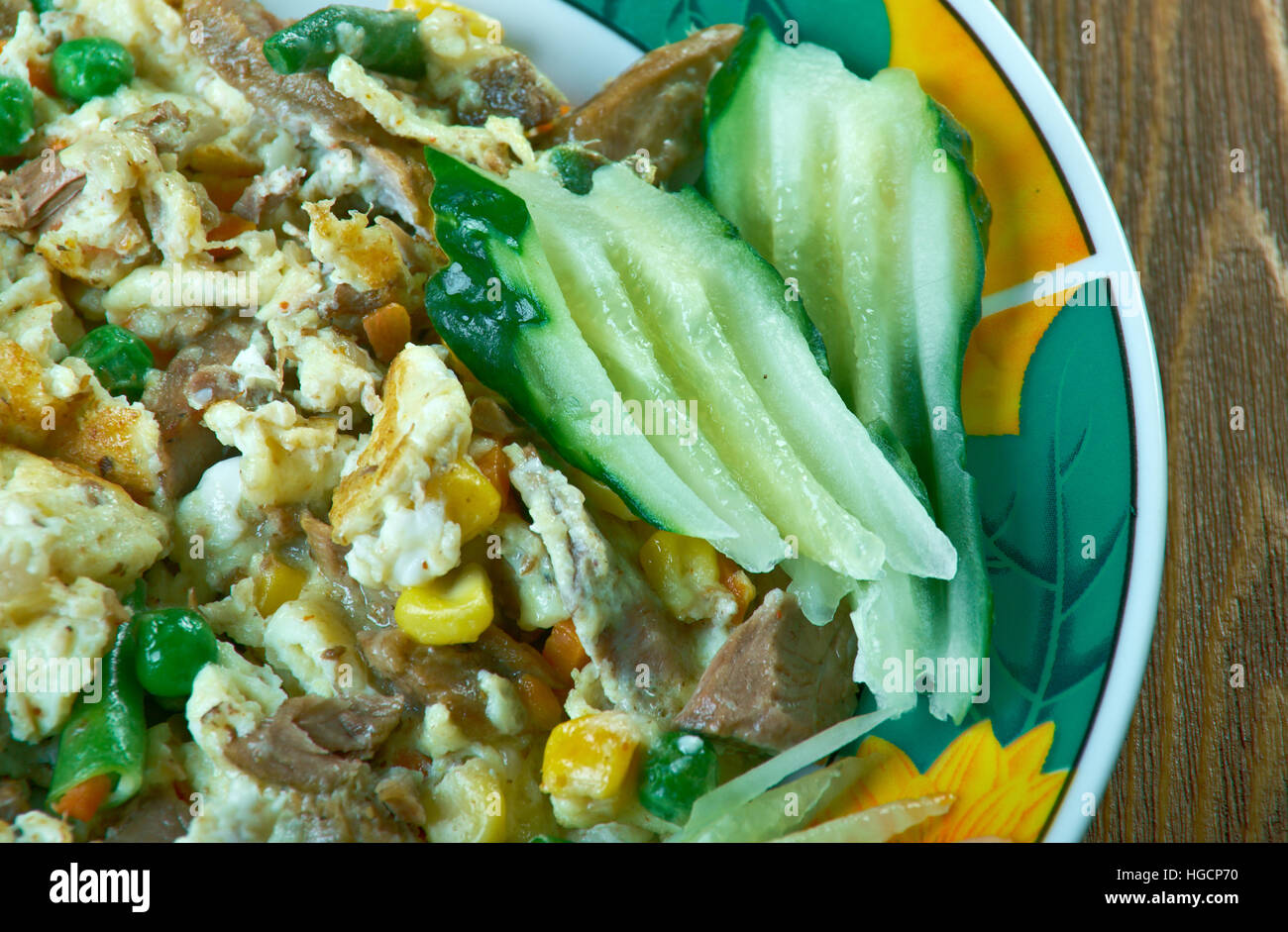 Machacado con huevo - dish which consists of shredded dry beef that is ...