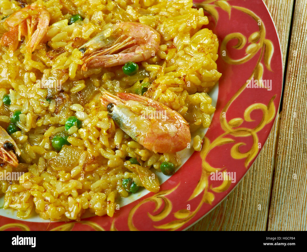 Egyptian seafood rice - Brown Rice eaten with seafood Stock Photo - Alamy