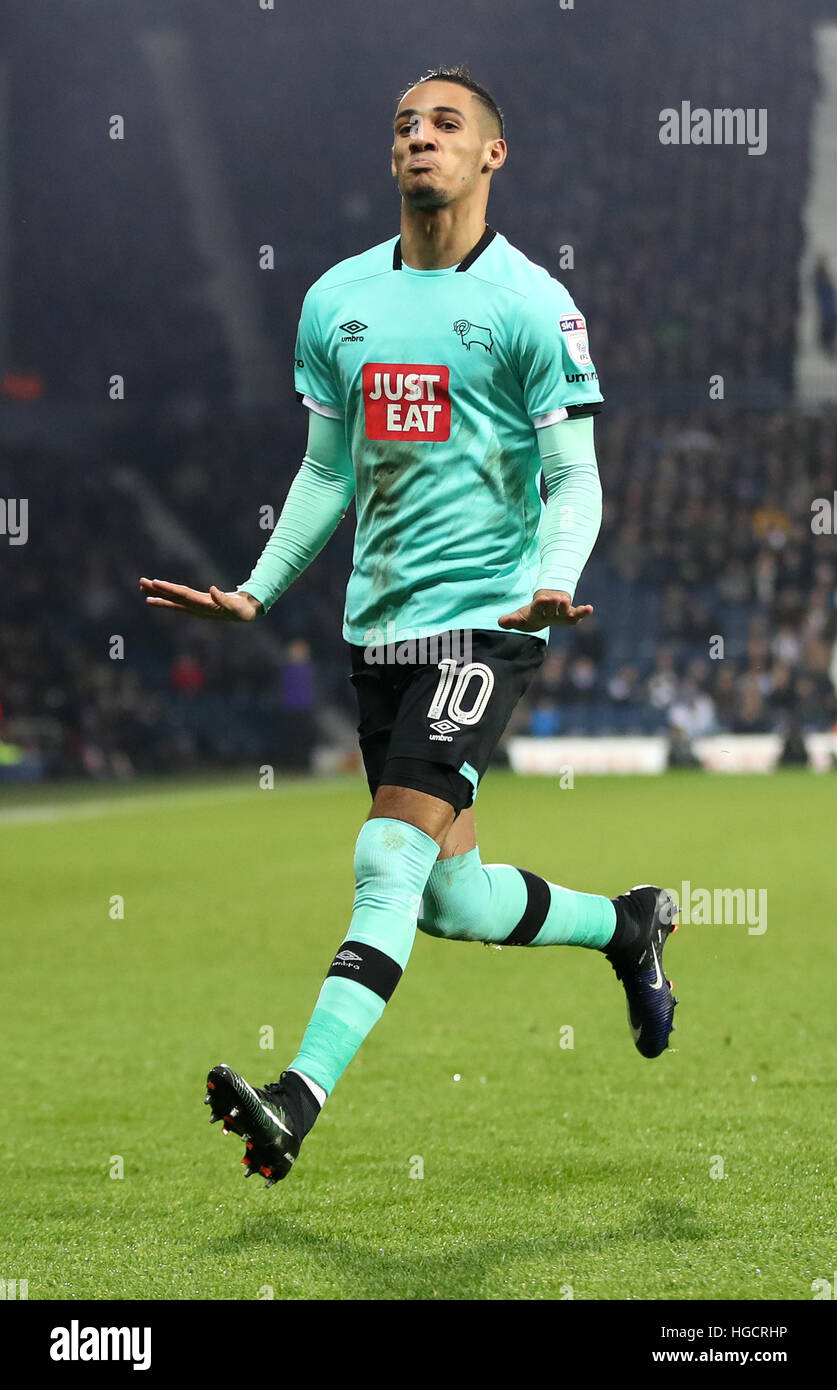 Derby County's Tom Ince celebrates scoring his side's second goal of ...