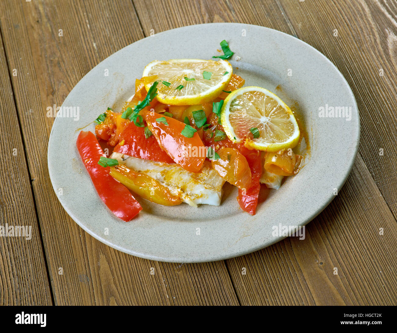 Psari Plaki - Greek-Style Baked Fish Stock Photo - Alamy