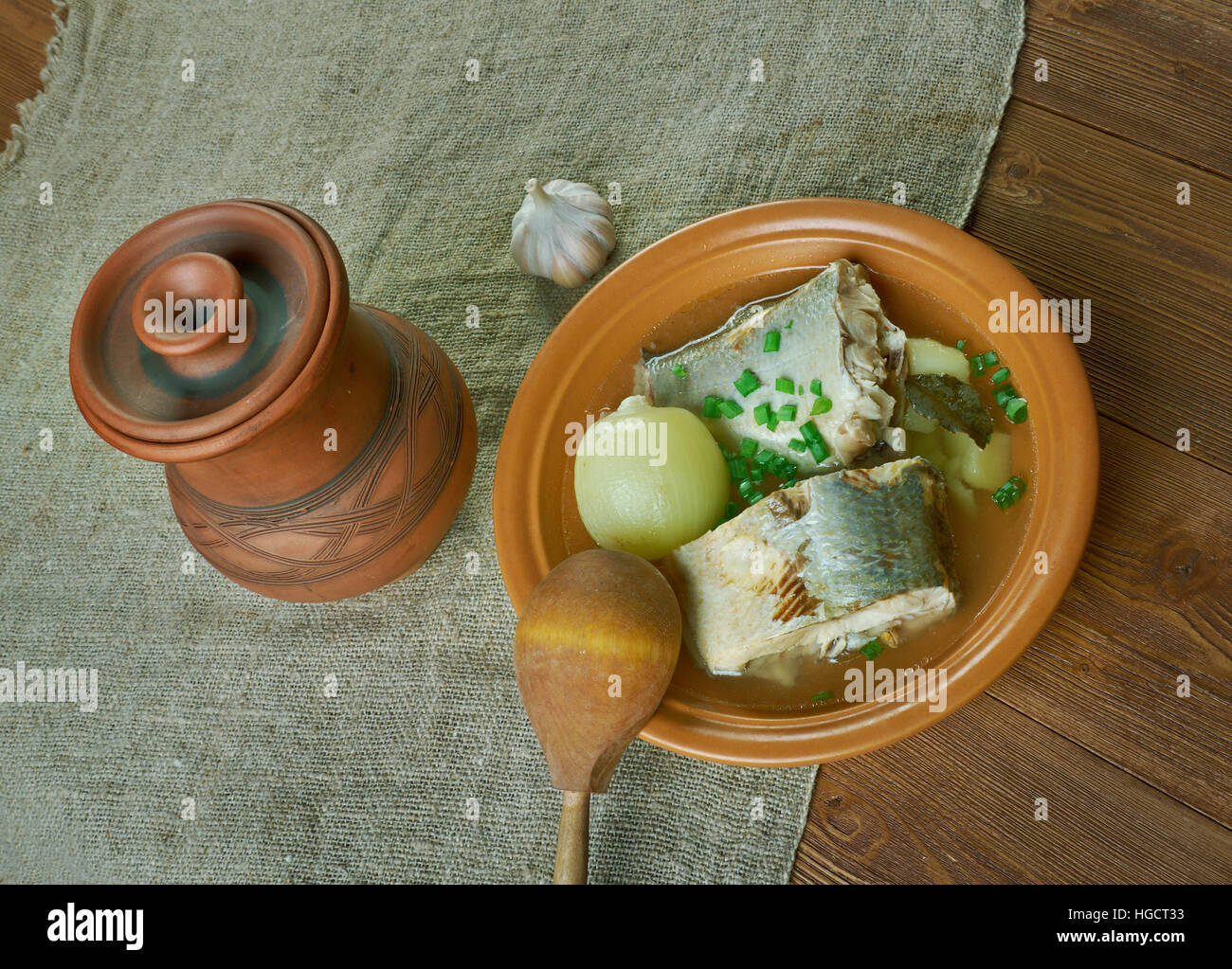 Siberian fish soup of omul (Coregonus autumnalis Stock Photo - Alamy