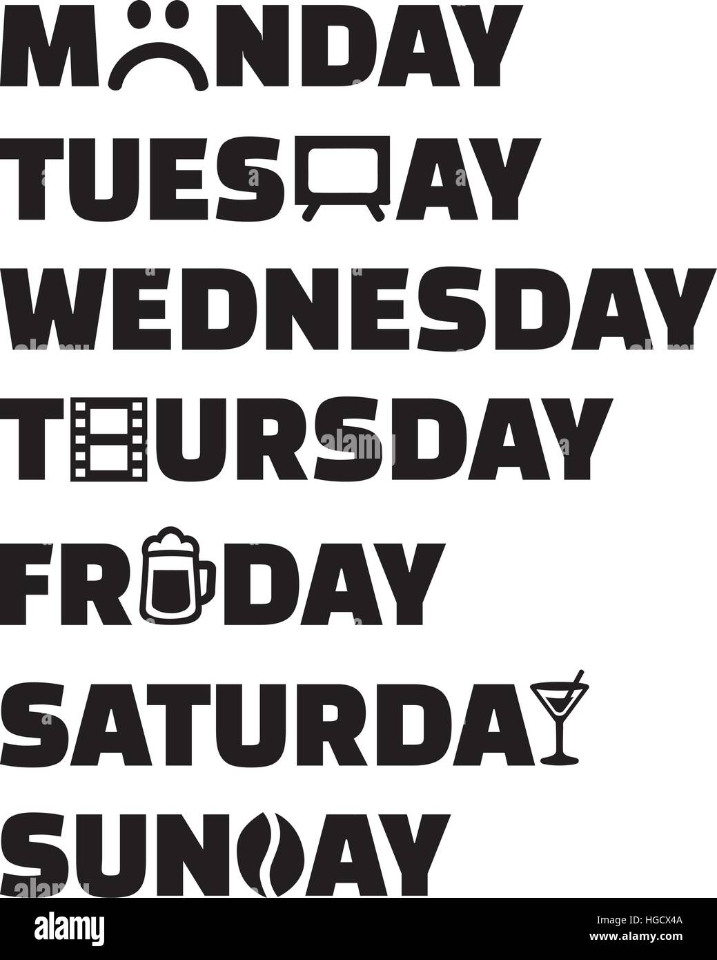 Plan of the week. Workdays Stock Vector Image & Art - Alamy